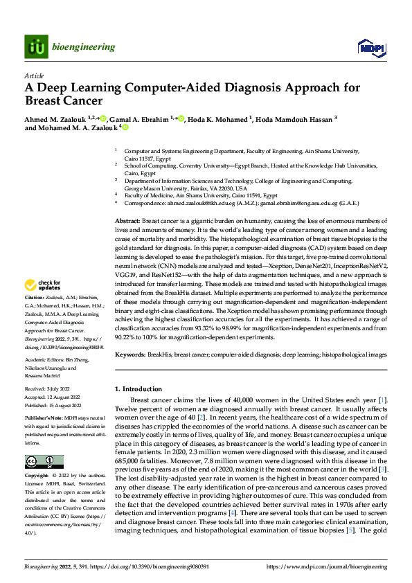 (PDF) A Deep Learning Computer-Aided Diagnosis Approach for Breast Cancer