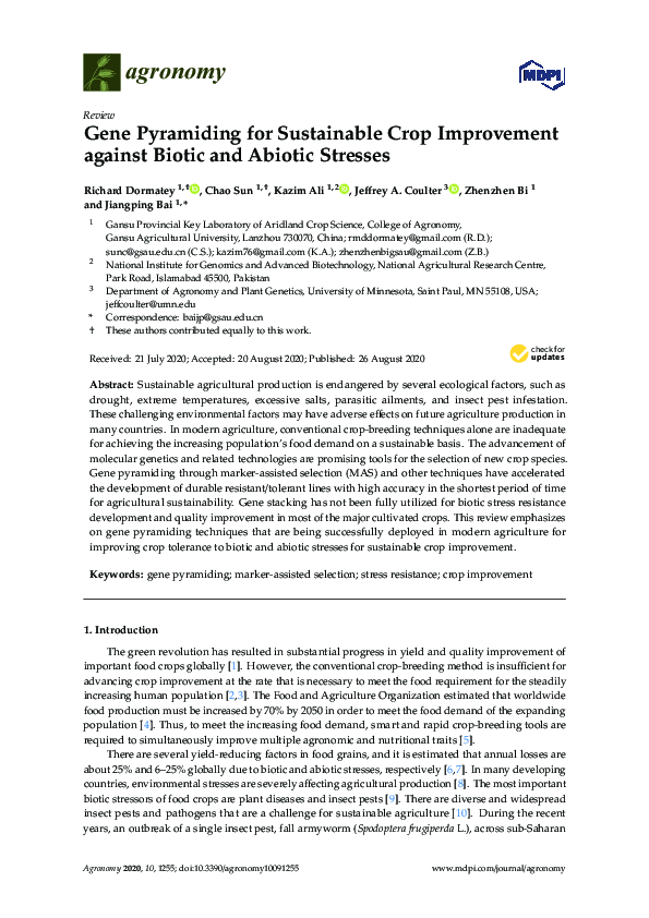 (PDF) Gene Pyramiding for Crop Resilience and Quality