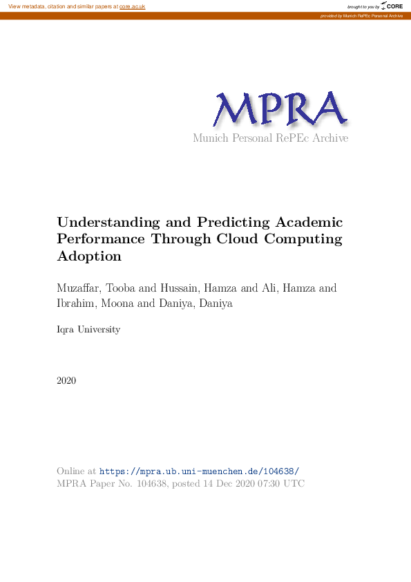 (PDF) Understanding and Predicting Academic Performance Through Cloud ... (PDF) Understanding and Predicting Academic Performance Through Cloud ...