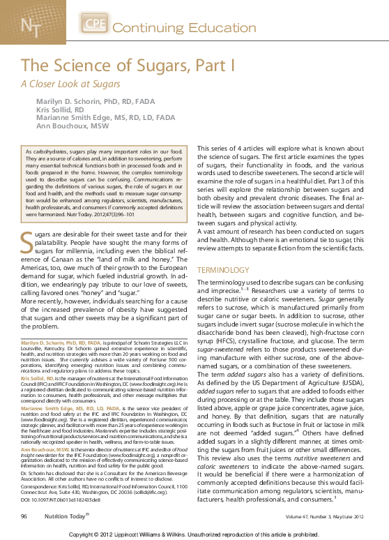(PDF) The Science of Sugars, Part I