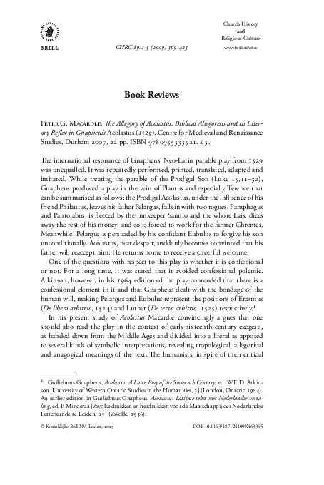 (PDF) The Allegory of Acolastus. Biblical Allegoresis and its Literary ...