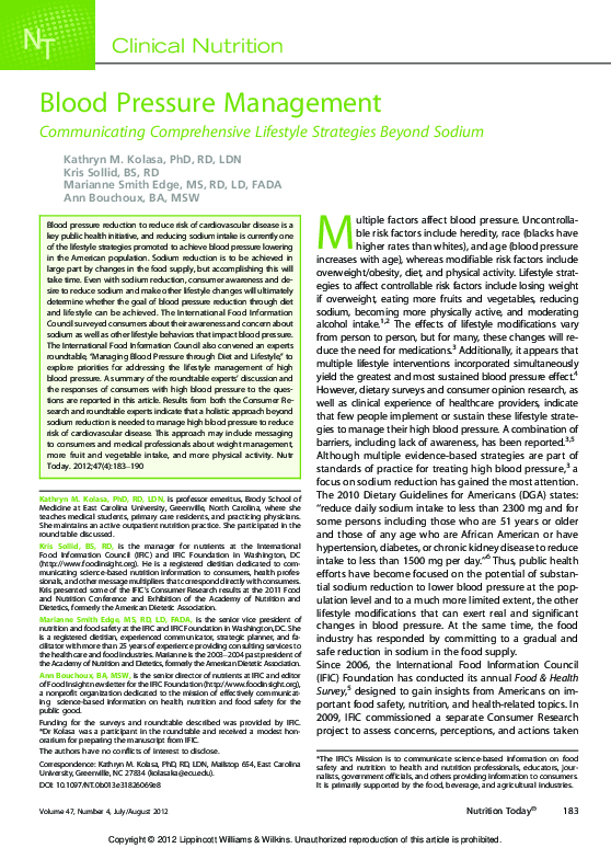 (PDF) Blood Pressure Management