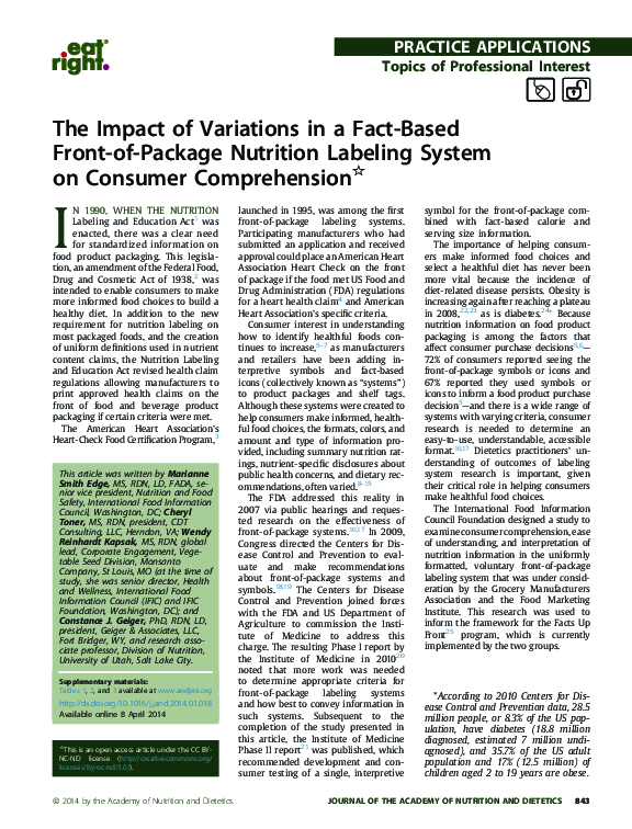 (PDF) The Impact of Variations in a Fact-Based Front-of-Package ...
