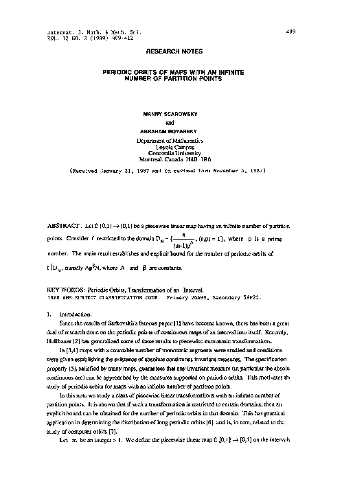 Pdf Periodic Orbits Of Maps With An Infinite Number Of Partition