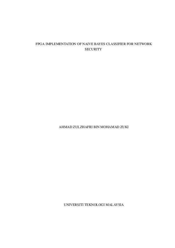 Pdf Fpga Implementation Of Naive Bayes Classifier For Network Security 