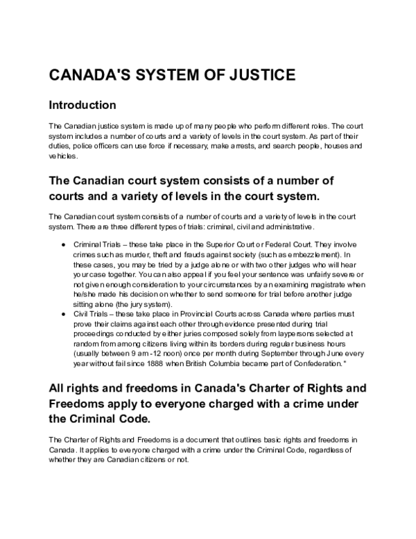 (PDF) CANADA'S SYSTEM OF JUSTICE
