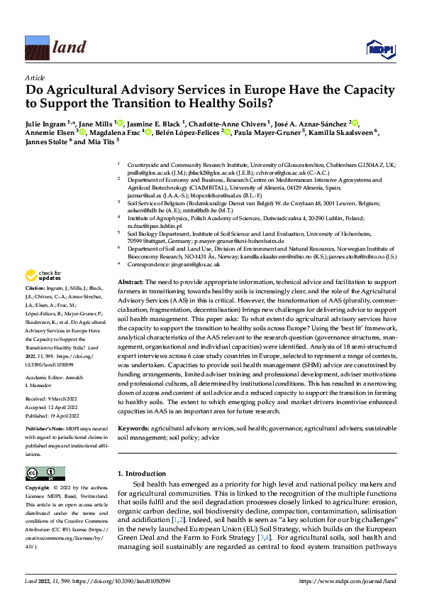 (PDF) Do Agricultural Advisory Services in Europe Have the Capacity to ...