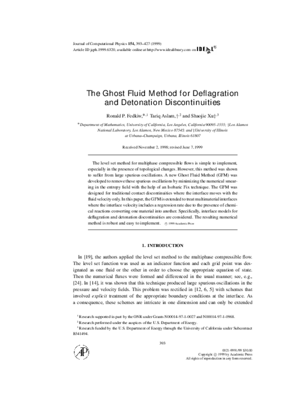 (PDF) The Ghost Fluid Method for Deflagration and Detonation ...