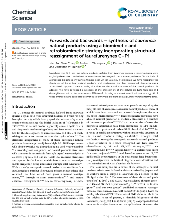 (PDF) Forwards and backwards – synthesis of Laurencia natural products ...