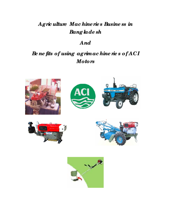 (PDF) Agriculture machineries business in Bangladesh and benefits of ...