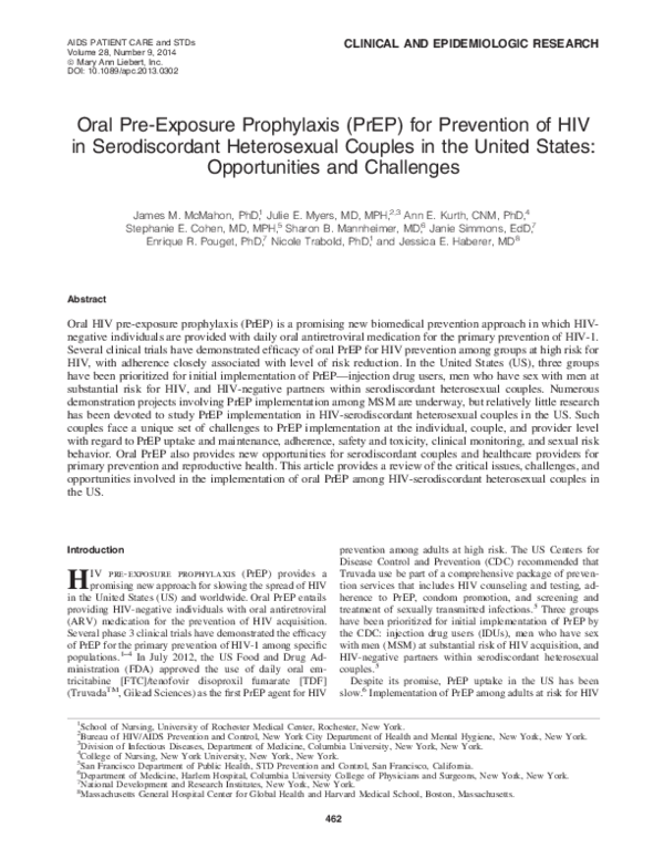 (PDF) Oral Pre-Exposure Prophylaxis (PrEP) for Prevention of HIV in ...