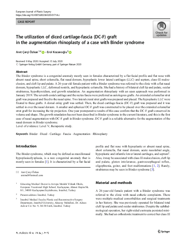 (PDF) The utilization of diced cartilage-fascia (DC-F) graft in the ...