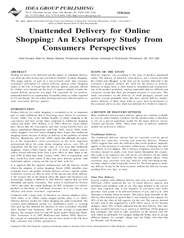 (PDF) Unattended Delivery for Online Shopping: An Exploratory Study ...