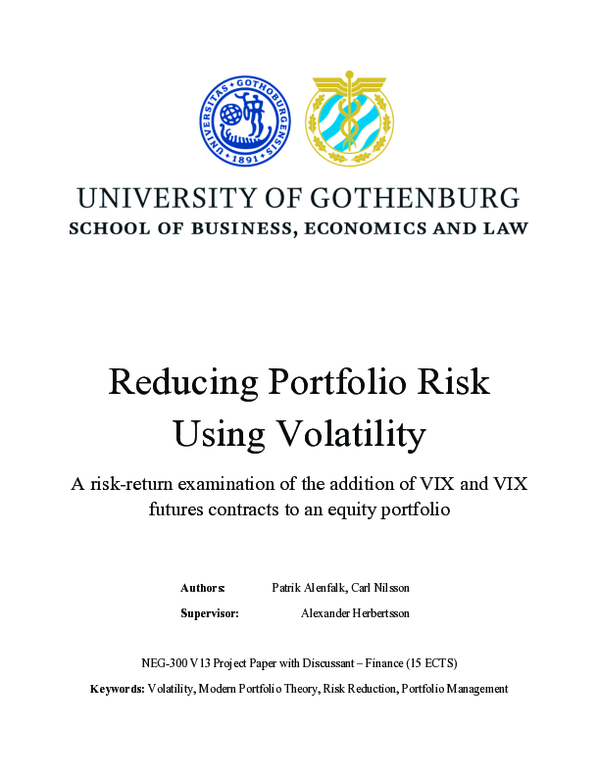 (PDF) Reducing Portfolio Risk Using Volatility - A risk-return ...