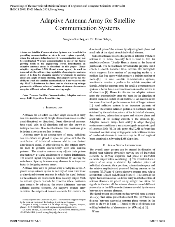 (PDF) Adaptive Antenna Array for Satellite Communication Systems