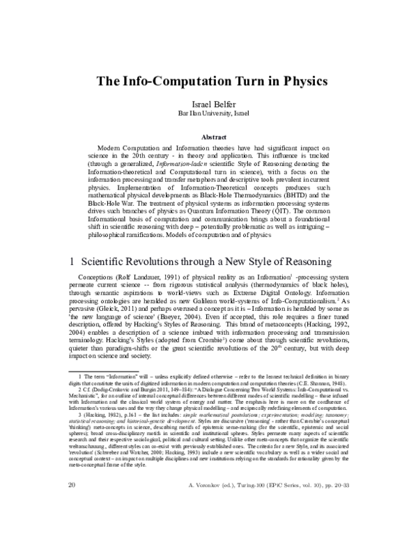 (PDF) The Info-Computation Turn in Physics | Roly Belfer - Academia.edu
