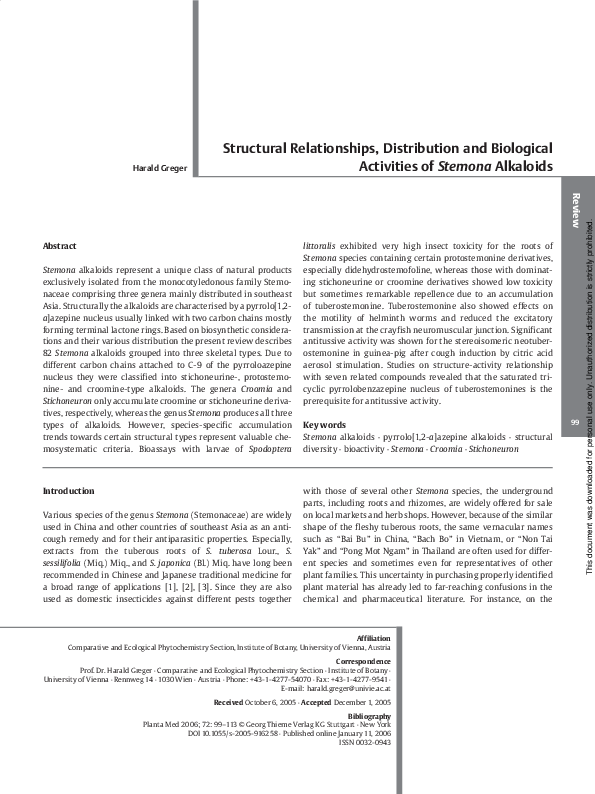 (PDF) Structural Relationships, Distribution and Biological Activities ...