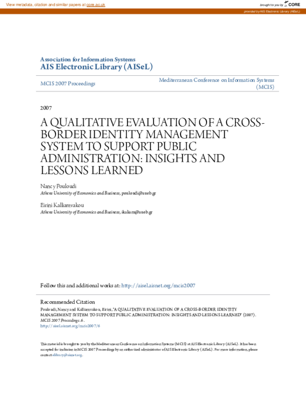 (PDF) A qualitative evaluation of a cross-border identity management ...