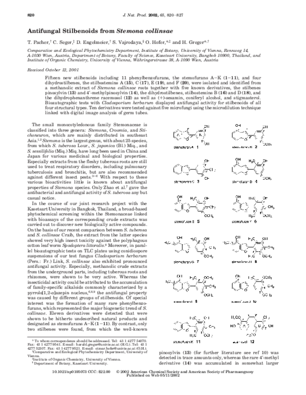 (PDF) Antifungal Stilbenoids from Stemona collinsae