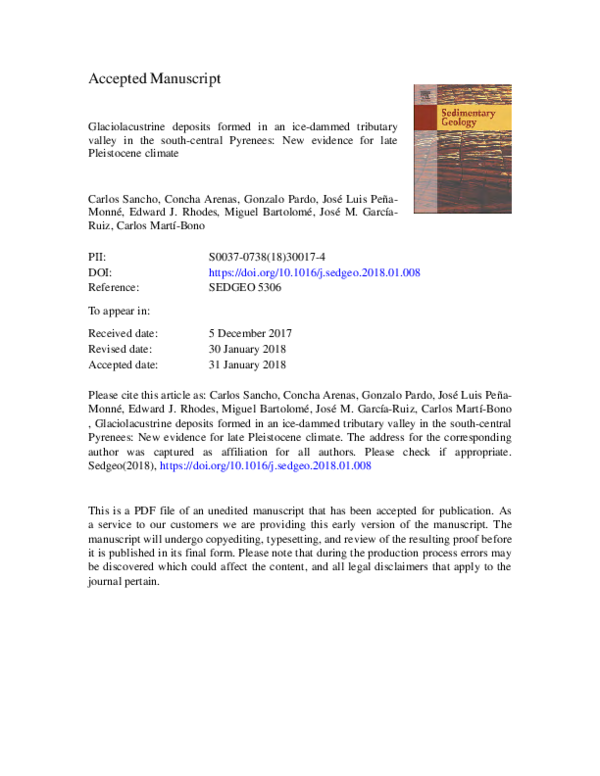 (PDF) Glaciolacustrine deposits formed in an ice-dammed tributary ...