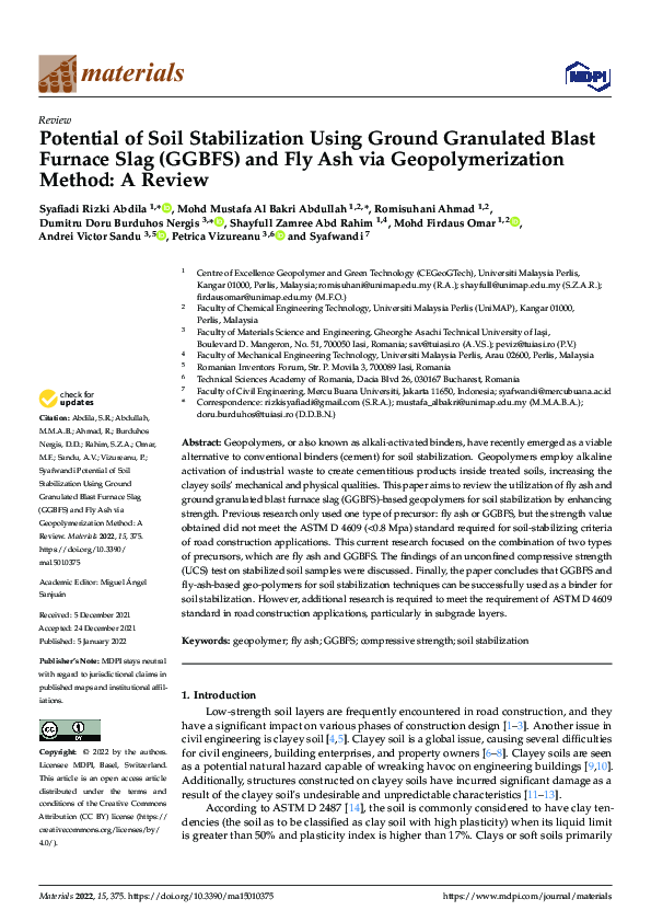 (PDF) Potential of Soil Stabilization Using Ground Granulated Blast Furnace Slag (GGBFS) and Fly ...
