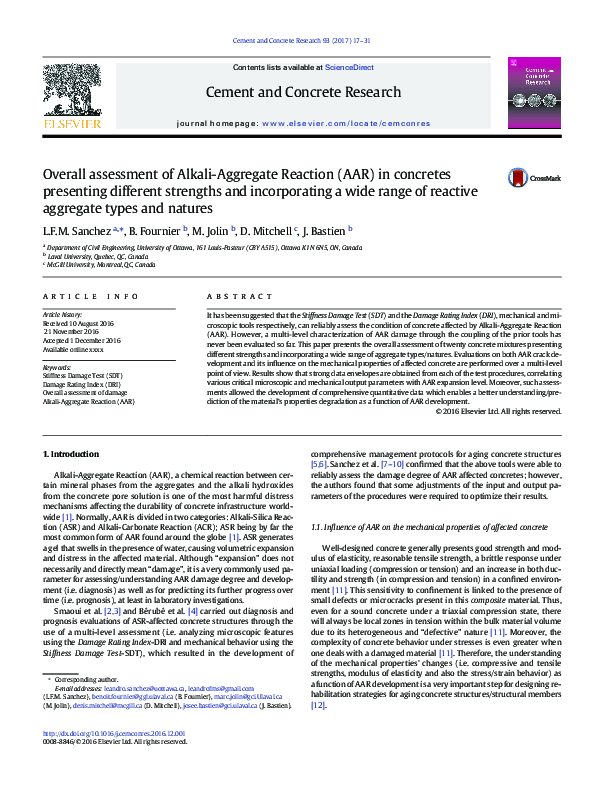 (PDF) Overall assessment of Alkali-Aggregate Reaction (AAR) in ...