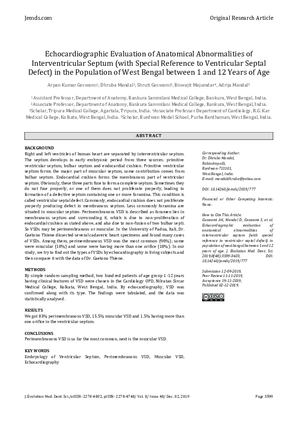 (PDF) Echocardiographic Evaluation of Anatomical Abnormalities of ...