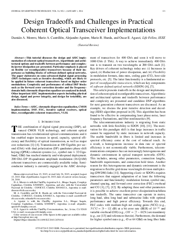 (PDF) Design Tradeoffs and Challenges in Practical Coherent Optical ...