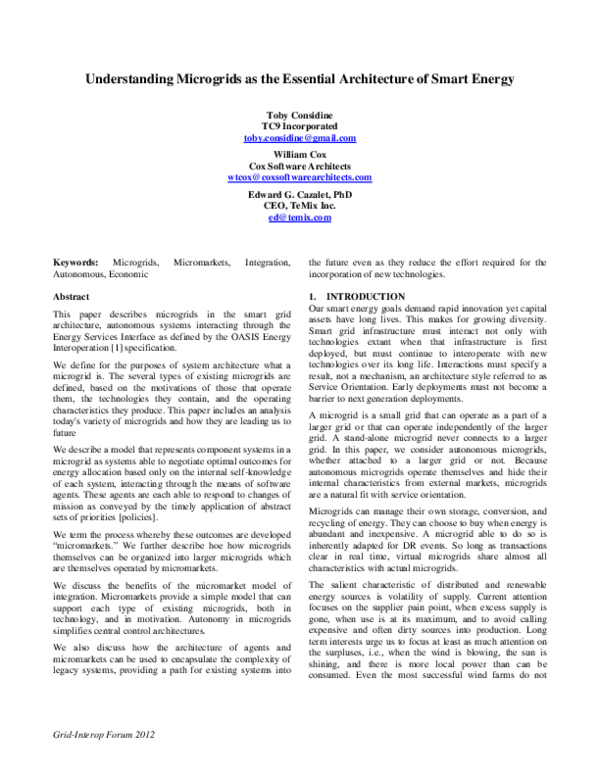 (PDF) Understanding Microgrids as the Essential Architecture of Smart ...