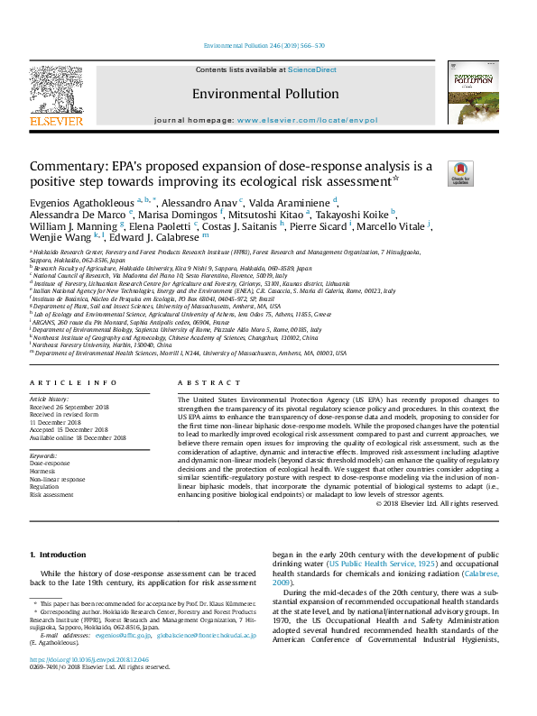 (PDF) Commentary: EPA's proposed expansion of dose-response analysis is ...