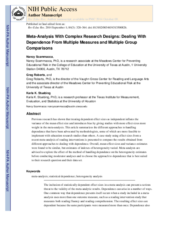 (PDF) Meta-Analysis With Complex Research Designs