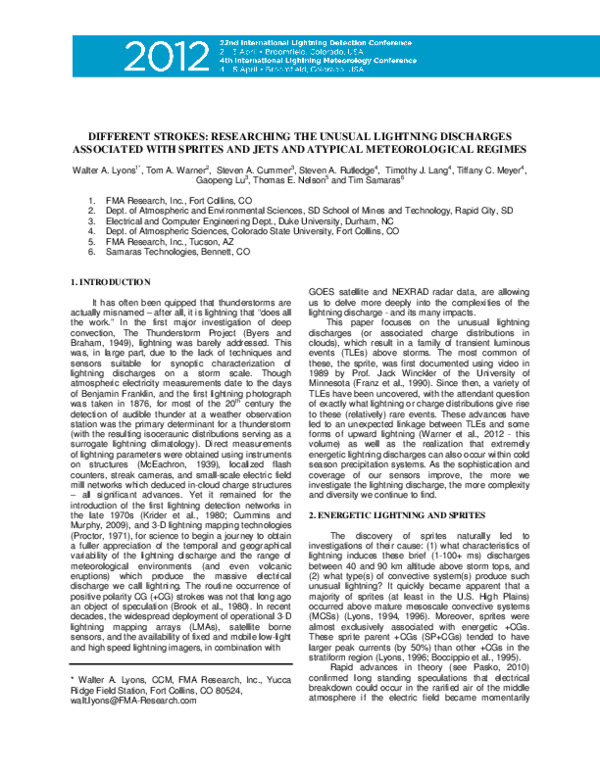 (PDF) Different Strokes: Researching the Unusual Lightning Discharges ...