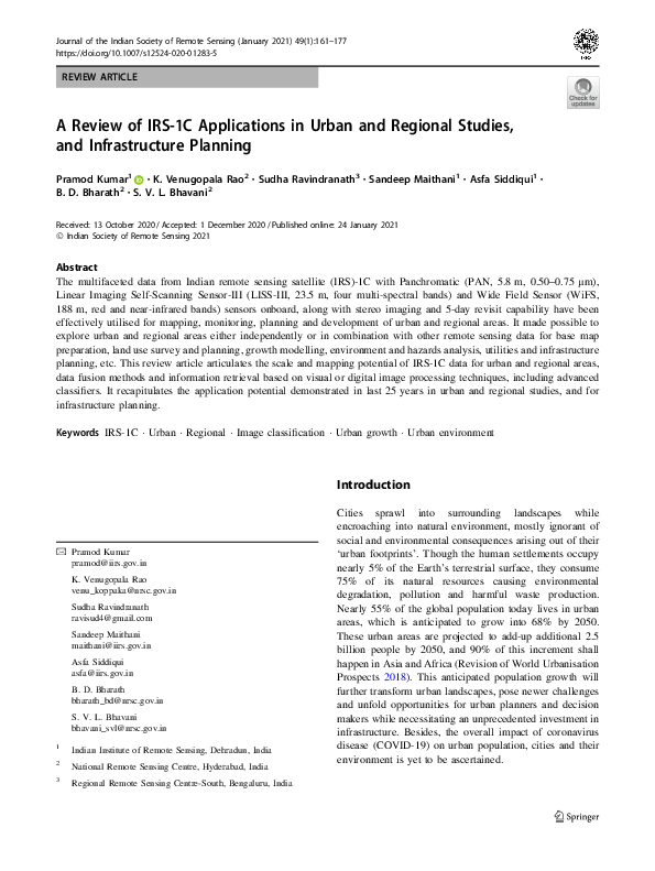 (PDF) A Review of IRS-1C Applications in Urban and Regional Studies ...