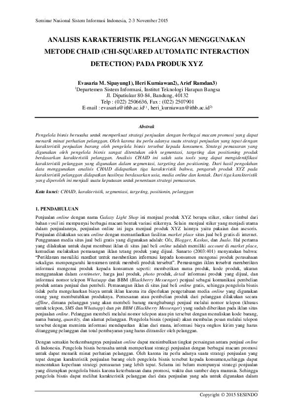 (PDF) Analisis Karakteristik Pelanggan Menggunakan Metode Chaid (Chi-Squared Automatic ...