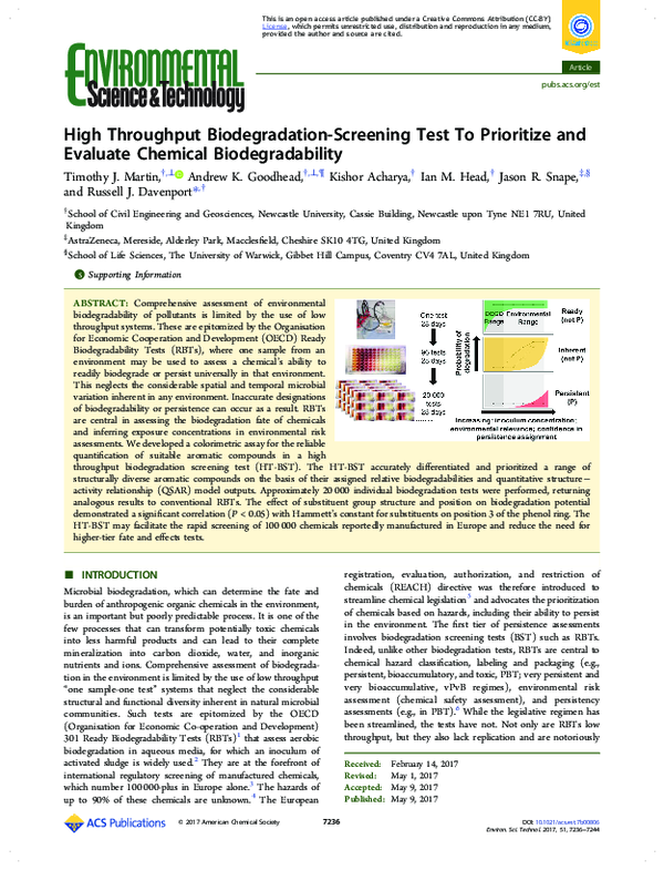 (PDF) A high-throughput biodegradation-screening test to prioritise and ...