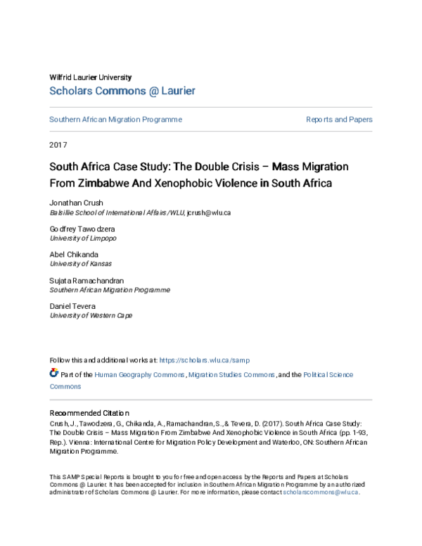 (PDF) South Africa Case Study: The Double Crisis – Mass Migration From ...