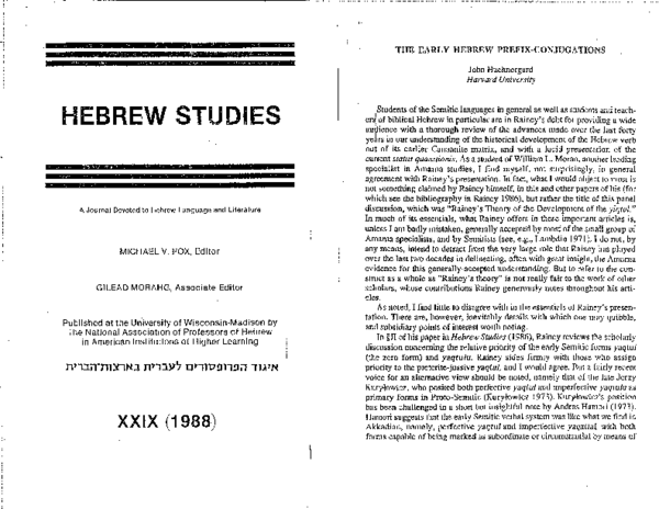 (PDF) 1988 The Early Hebrew Prefix-Conjugations