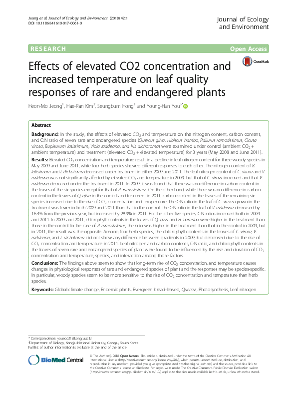 (PDF) Effects of elevated CO2 concentration and increased temperature ...