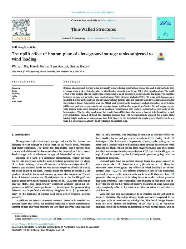 (PDF) The uplift effect of bottom plate of aboveground storage tanks ...