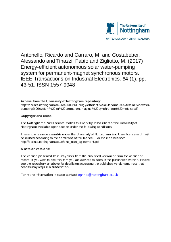 Pdf Energy Efficient Autonomous Solar Water Pumping System For