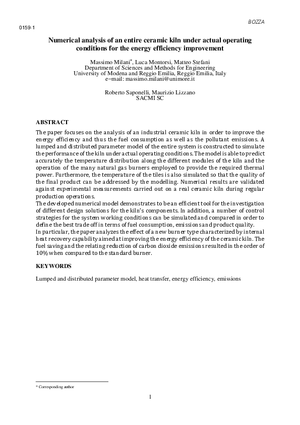 (PDF) Numerical analysis of an entire ceramic kiln under actual ...