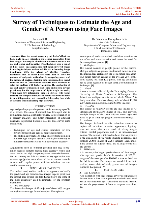 (PDF) Survey of Techniques to Estimate the Age and Gender of A Person ...