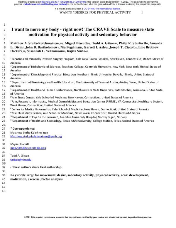 (PDF) Measurement of motivation states for physical activity and ...