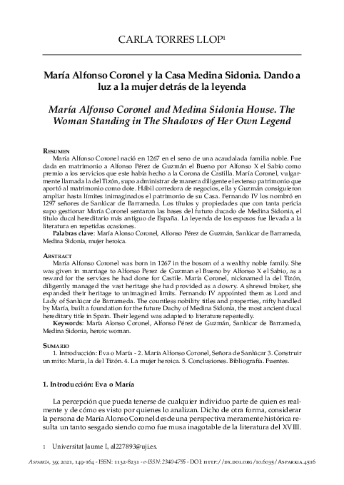 (PDF) María Alfonso Coronel y la Casa Medina Sidonia. Dando a luz a la ...