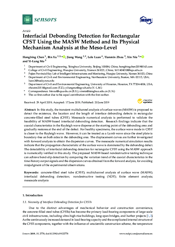 (PDF) Interfacial Debonding Detection for Rectangular CFST Using the ...