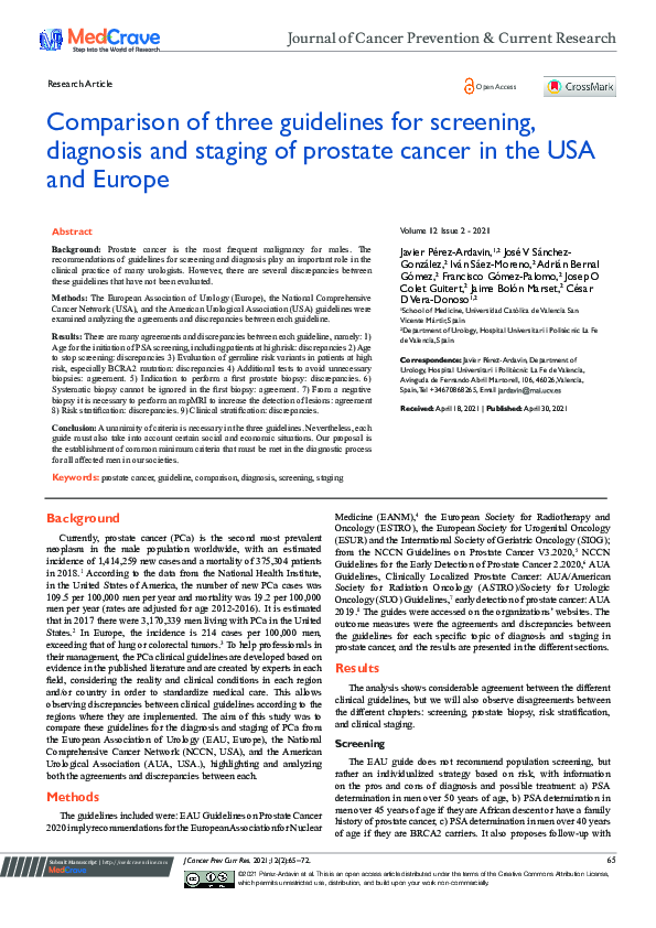 (PDF) Comparison of three guidelines for screening, diagnosis and ...