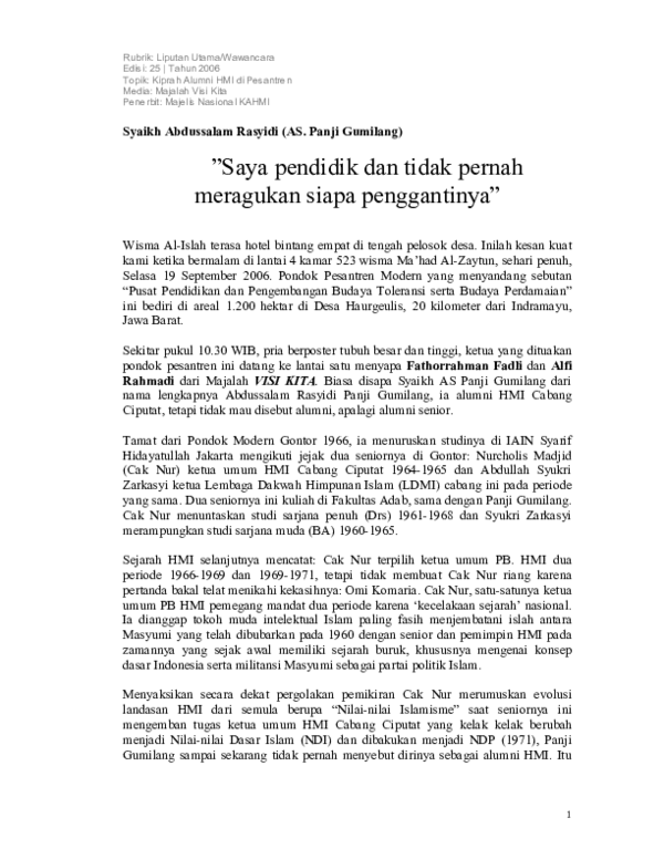 (PDF) Syaikh Abdussalam Rasyidi (AS. Panji Gumilang