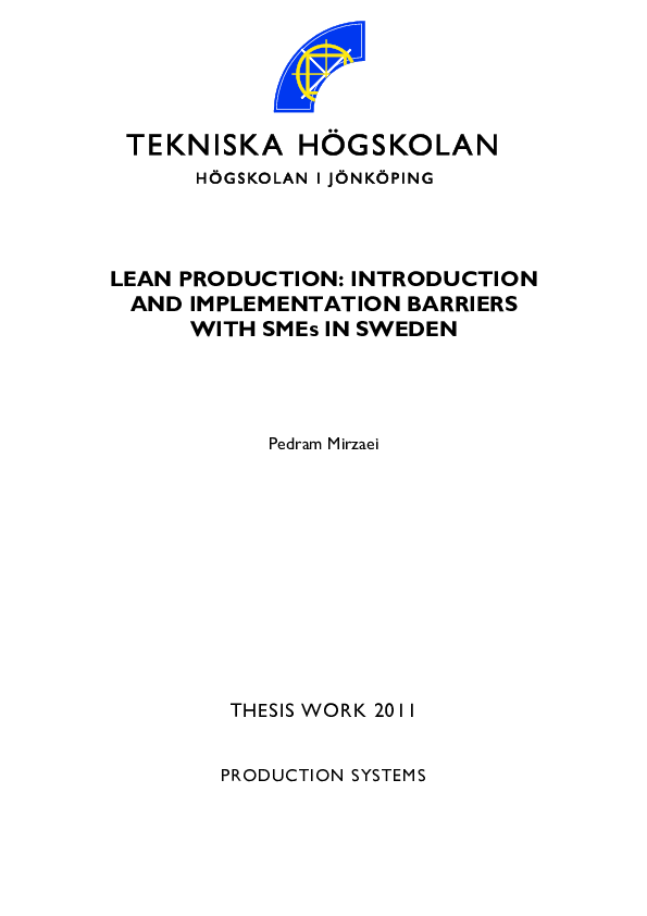 (PDF) LEAN PRODUCTION: INTRODUCTION AND IMPLEMENTATION BARRIERS WITH SMEs IN SWEDEN
