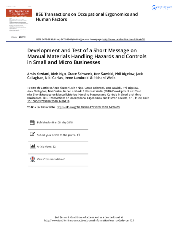 (PDF) Development and Test of a Short Message on Manual Materials ...