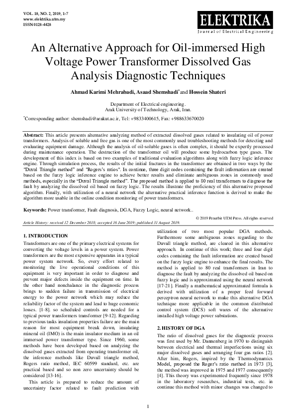(PDF) An Alternative Approach for Oil-immersed High Voltage Power Transformer Dissolved Gas ...